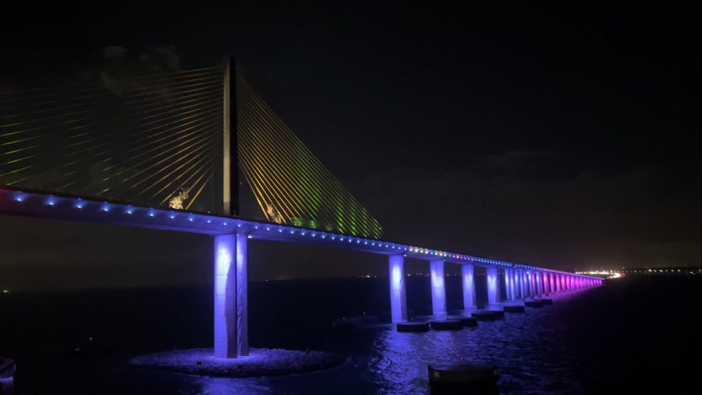 Cruise Ports - Carnival Pride Passes Under the Sunshine Skyway Bridge ...