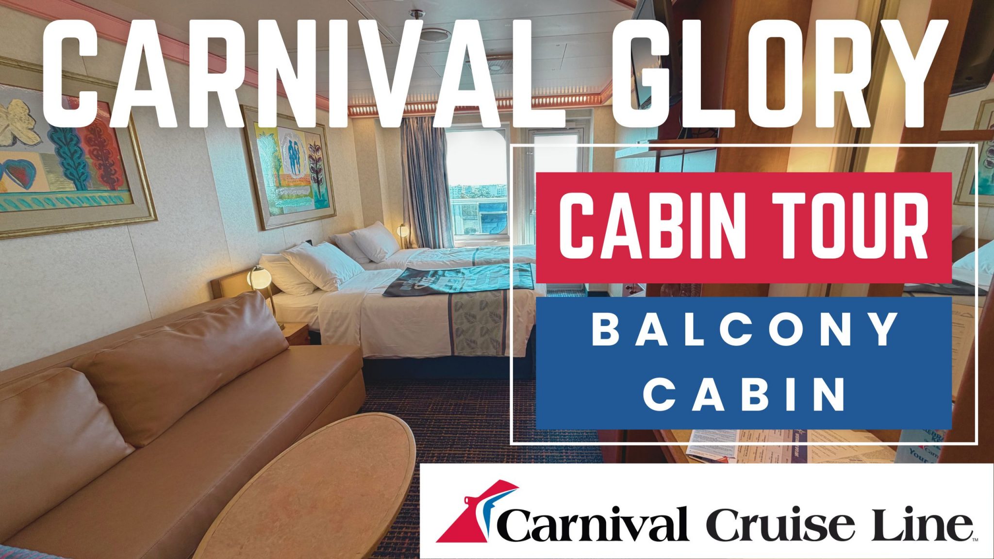 Carnival Glory Balcony Cabin Tour | Full Room Walkthrough, Storage ...